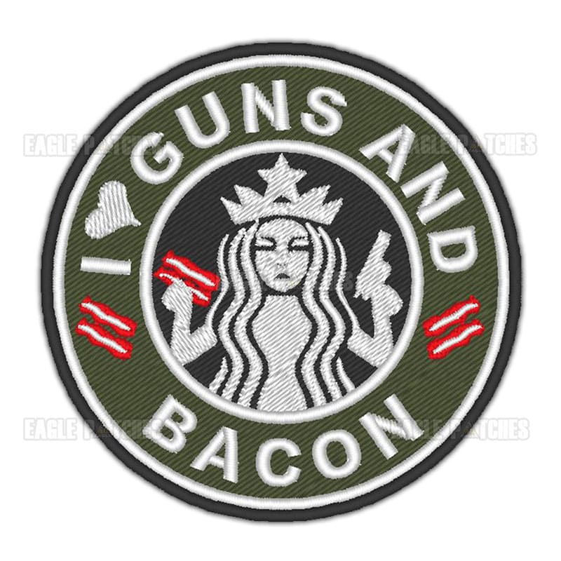 Patch Bordado I love guns and bacon