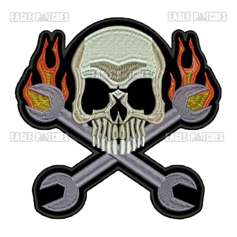 Patch Bordado Skull Spanner Fire
